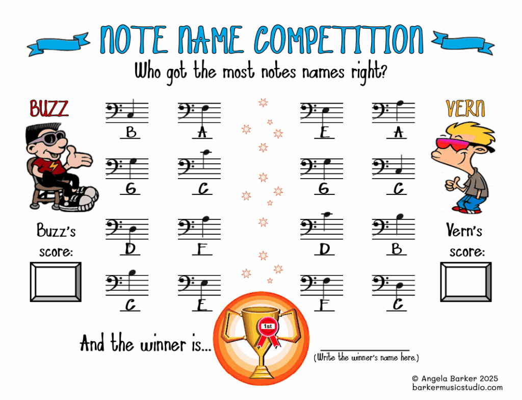 Note Name Competition - Barker Music Studio