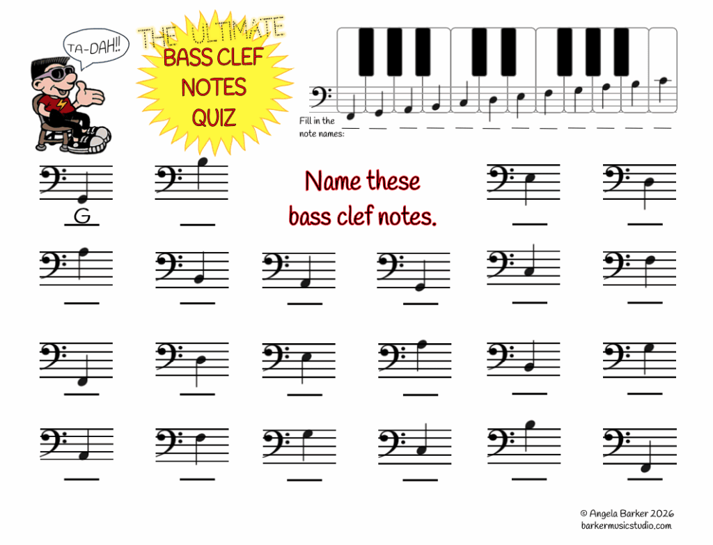 The Ultimate Bass Clef Note Quiz - Barker Music Studio